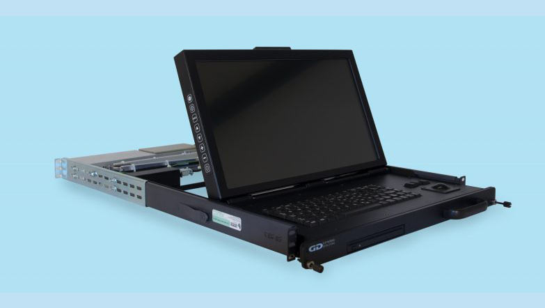 SlimLine 1U 17" WXGA+ Flip-up LCD with Keyboard, Trackball, DVD Drive ...